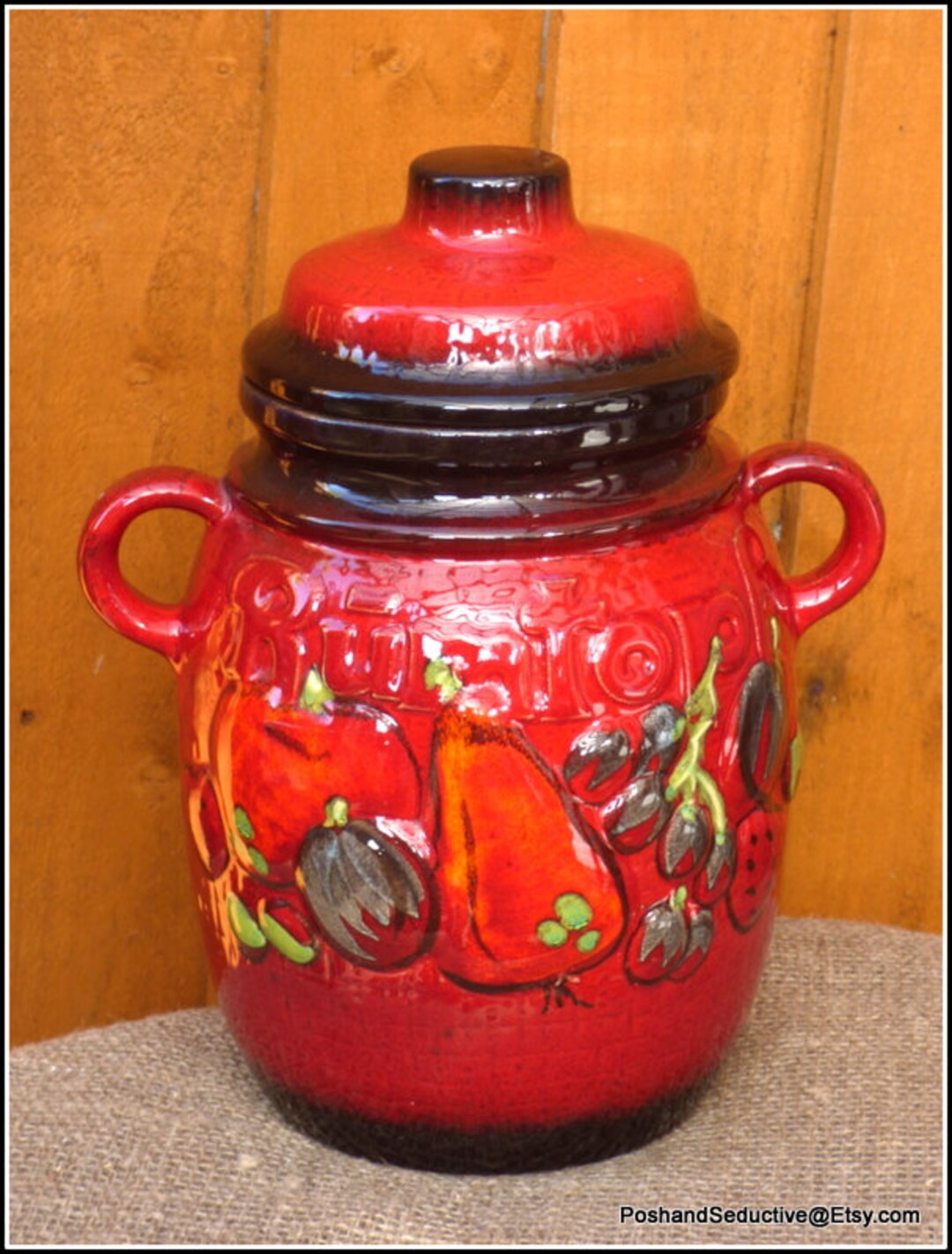 Rumtopf Vintage Large Ginger Jar 12" Tall With Lid Wgermany 820-28 Hand ...