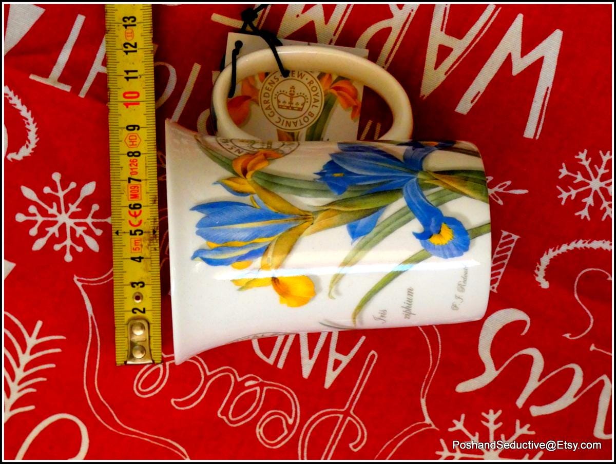 British Flowers Iris KEW GARDENS RHS Bone China Mug Cup Vintage ...