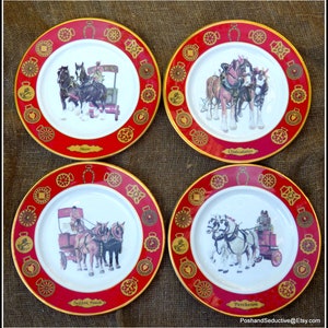 Shire Heavy Draft Horse Royal Avon Rare Vintage China Chic 4 Plates Set ...