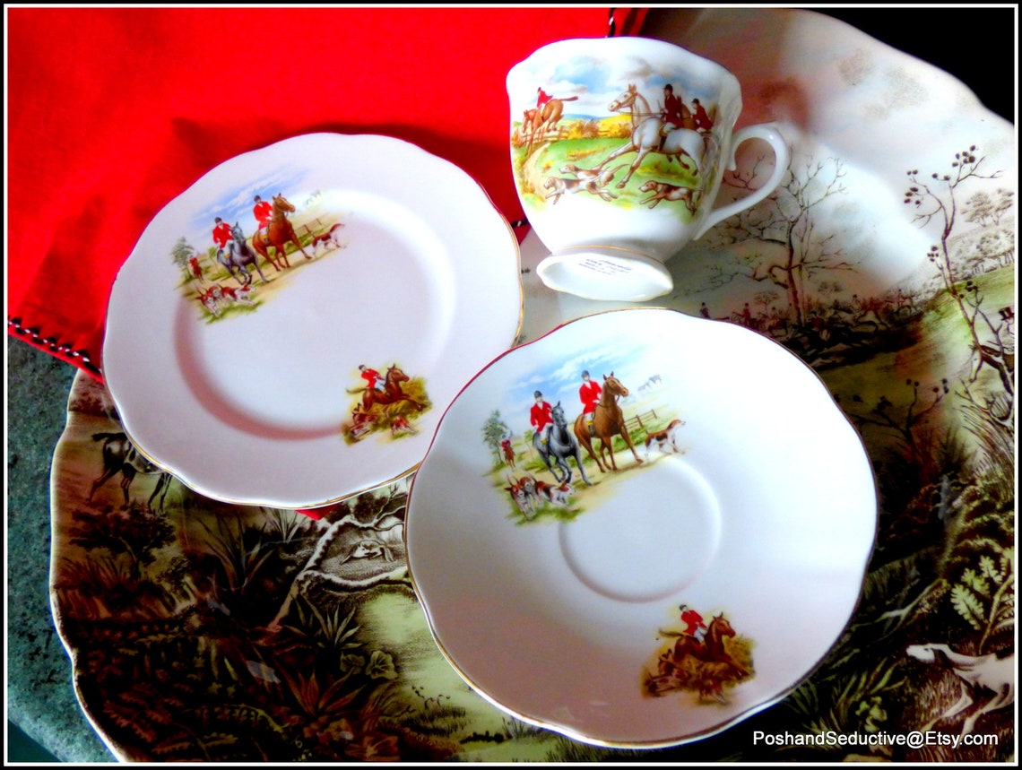 Equestrian China Cup Saucer & Plate Foxhunting Theme Fine - Etsy