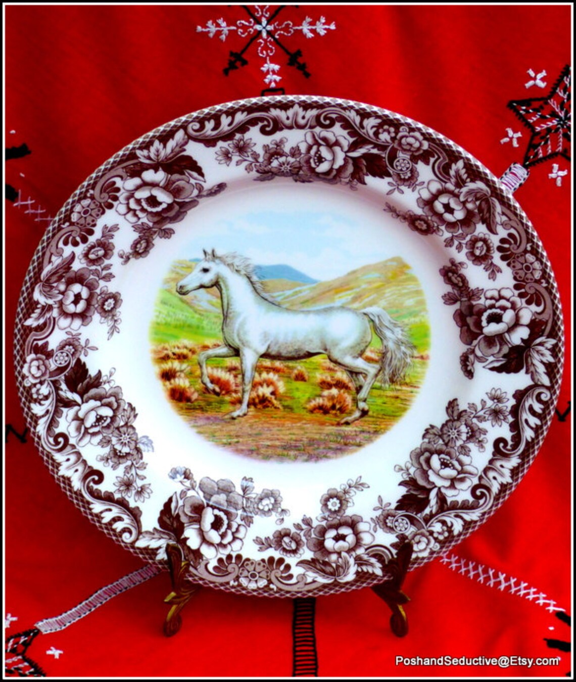 Rare Spode Woodland series brown transferware dinner plate | Etsy