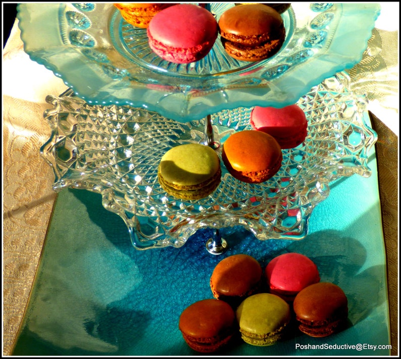 Exquisite Three Tier Cake Stand Turquoise Blue & Crisp Crystal - Etsy