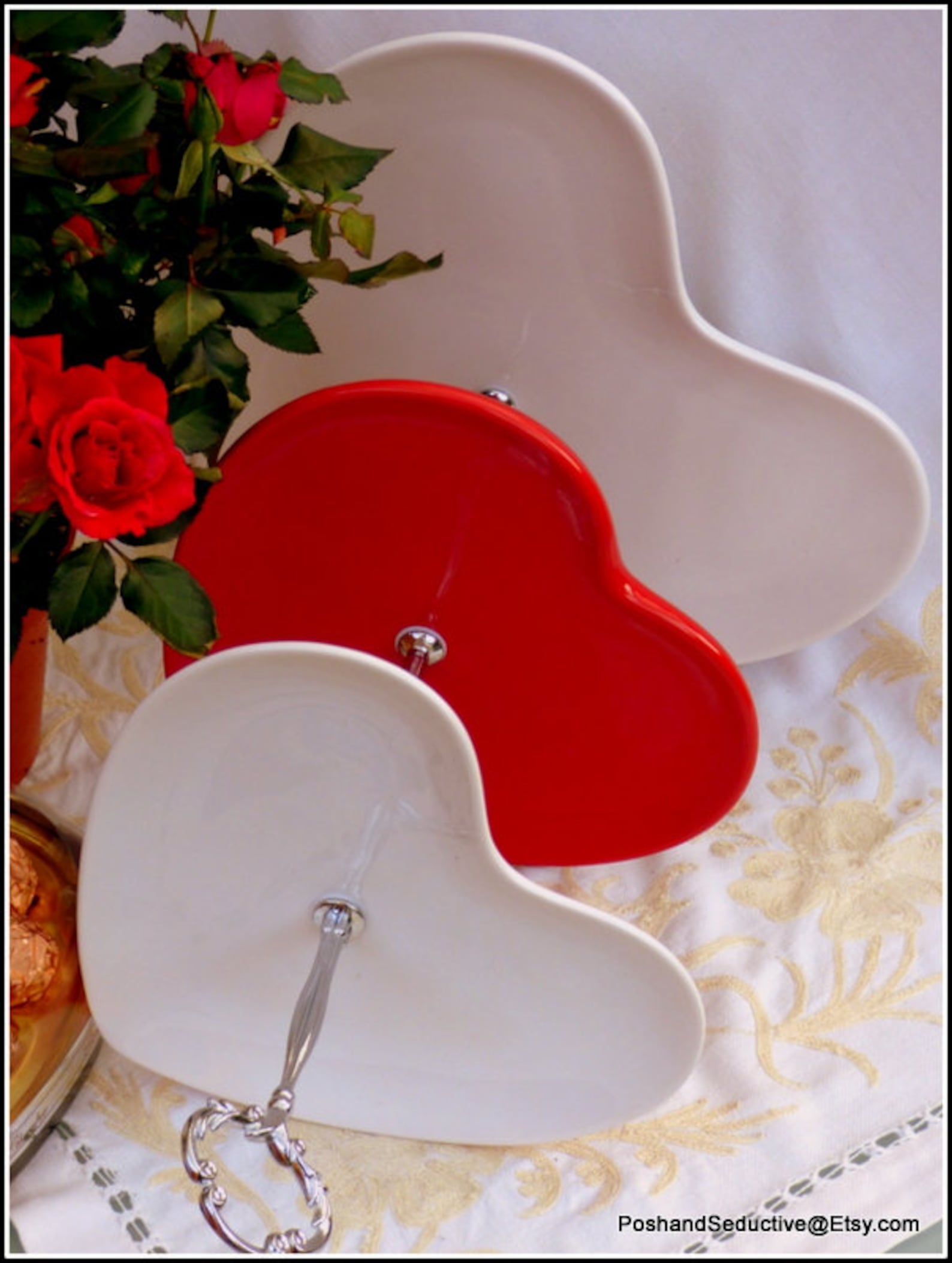 Heart Shape China Graduated Plates Three Tier Romantic Hand | Etsy UK