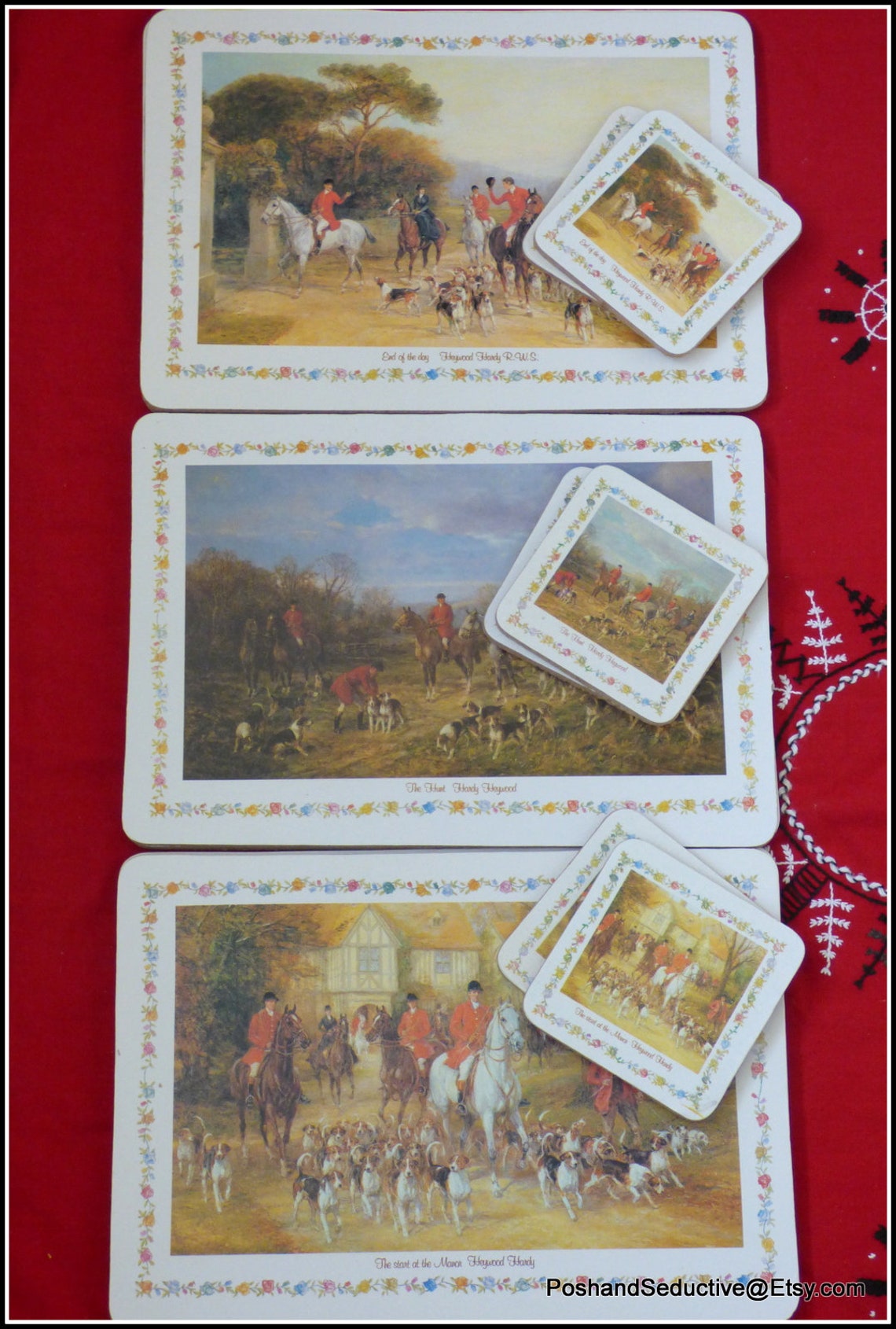 Fox Hunting Set of Cork Backed Dining Table Place Mats and - Etsy