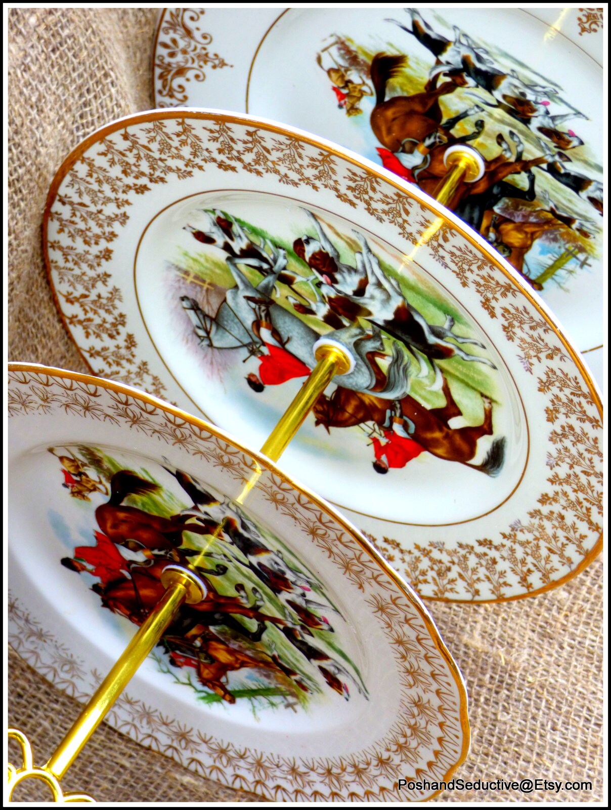 Fox Hunting Three Tier Graduated Plates Stand Afternoon Tea - Etsy