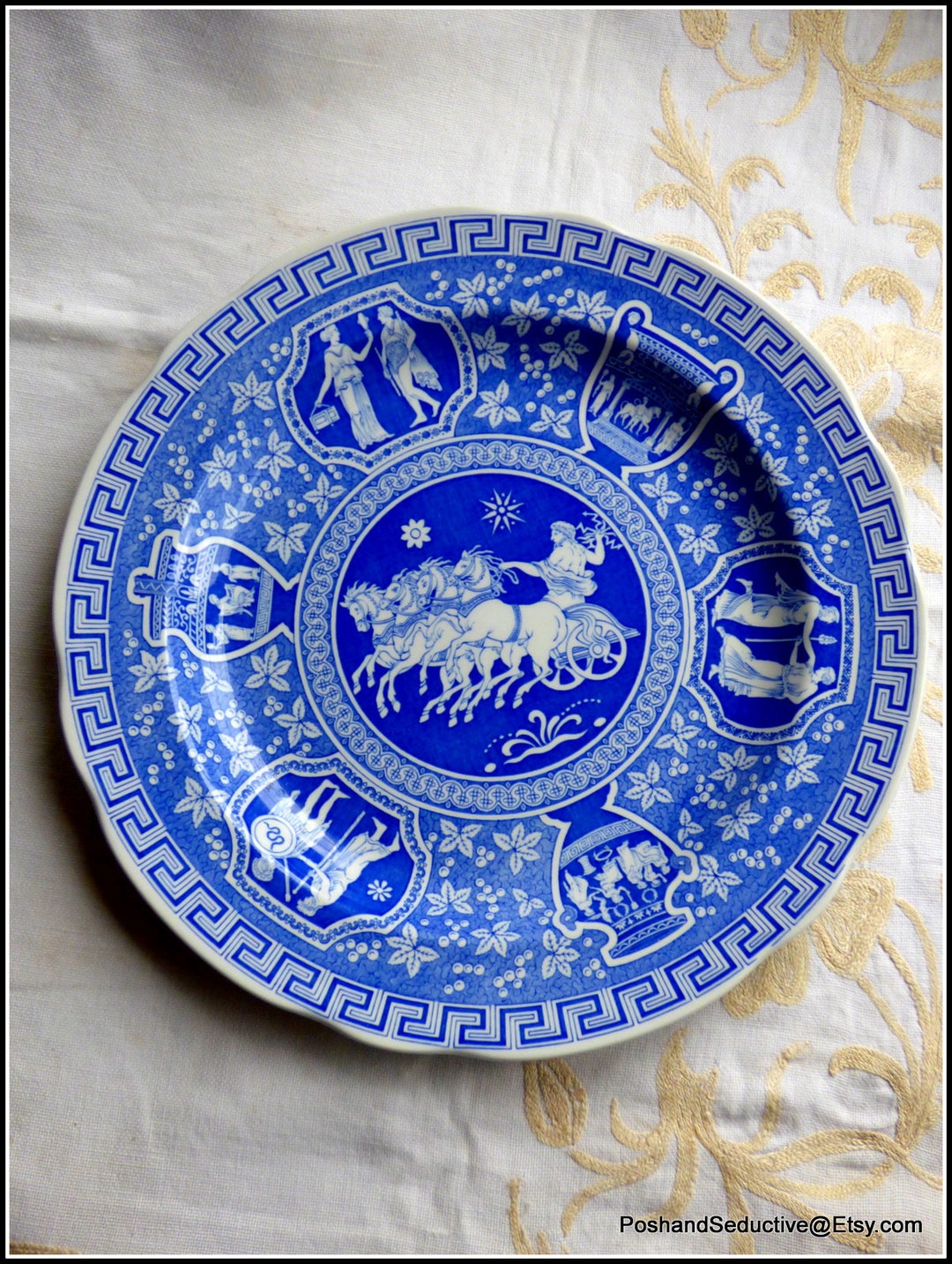 Spode Blue Room Collection GREEK Key Pattern 11" Porcelain Dinner Plate ...