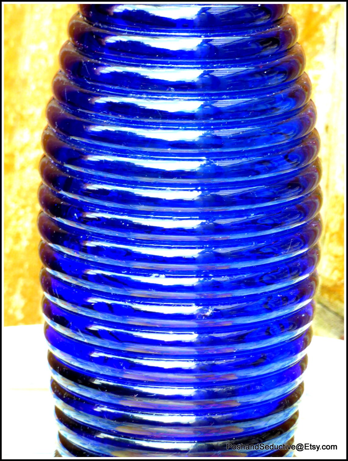 Cobalt Blue Ribbed Glass Large Vintage Bottle Beehive Shaped | Etsy