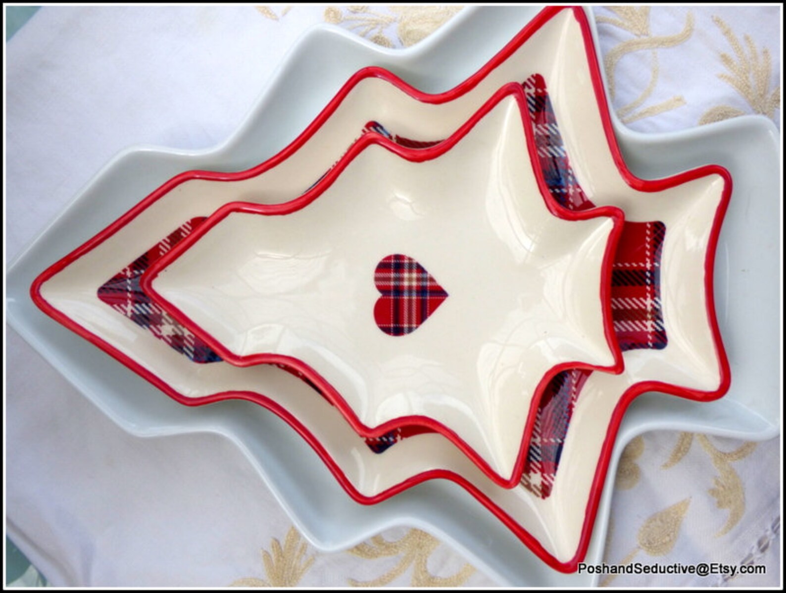 Christmas Tree Shape China Tiered Plates Stand Scottish - Etsy