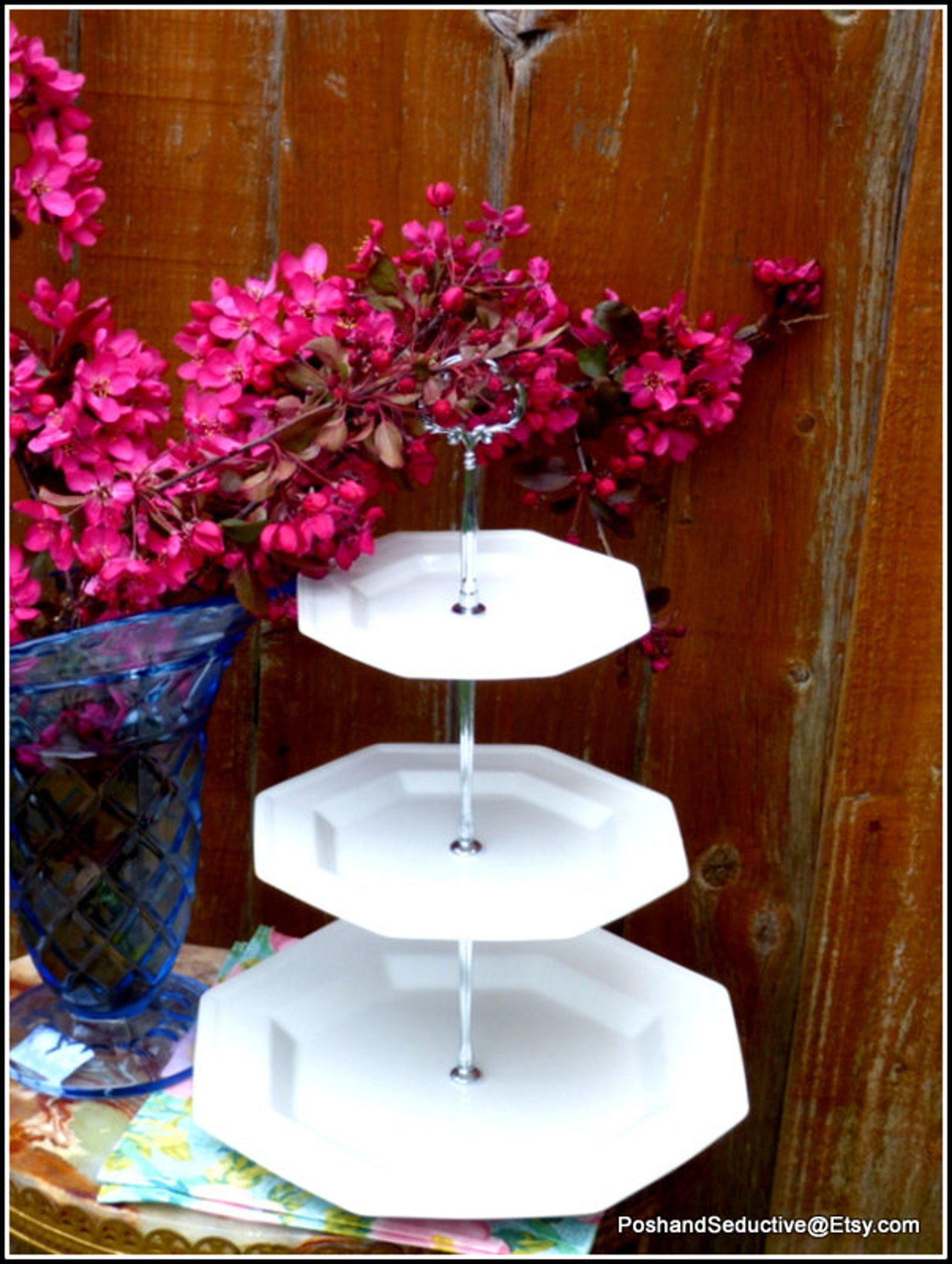 Three Tier Cake Stand Octagonal White English Ironstone - Etsy