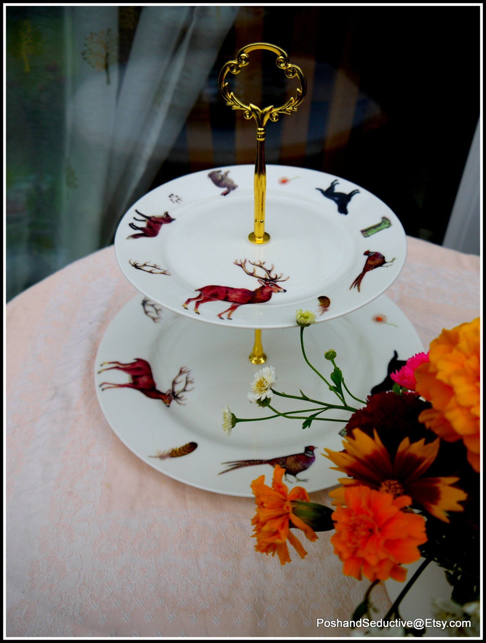 Country Living Theme Two Tier Plates Stand Afternoon Tea Centrepiece ...