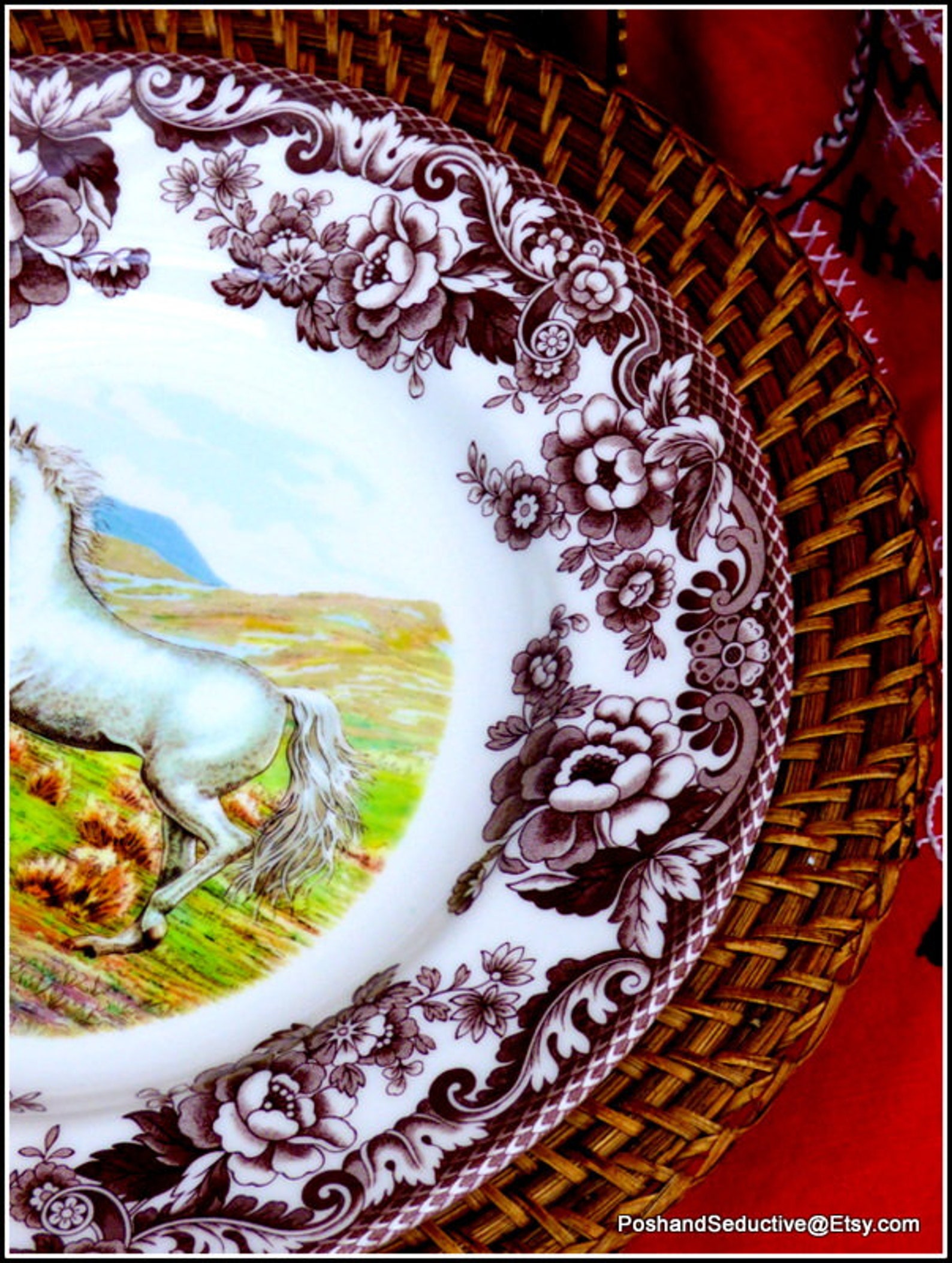 Rare Spode Woodland series brown transferware dinner plate | Etsy