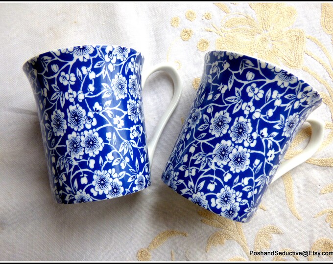 Pair of Afternoon Tea Cups Coffee Mugs Victorian Calico by QUEENS ...