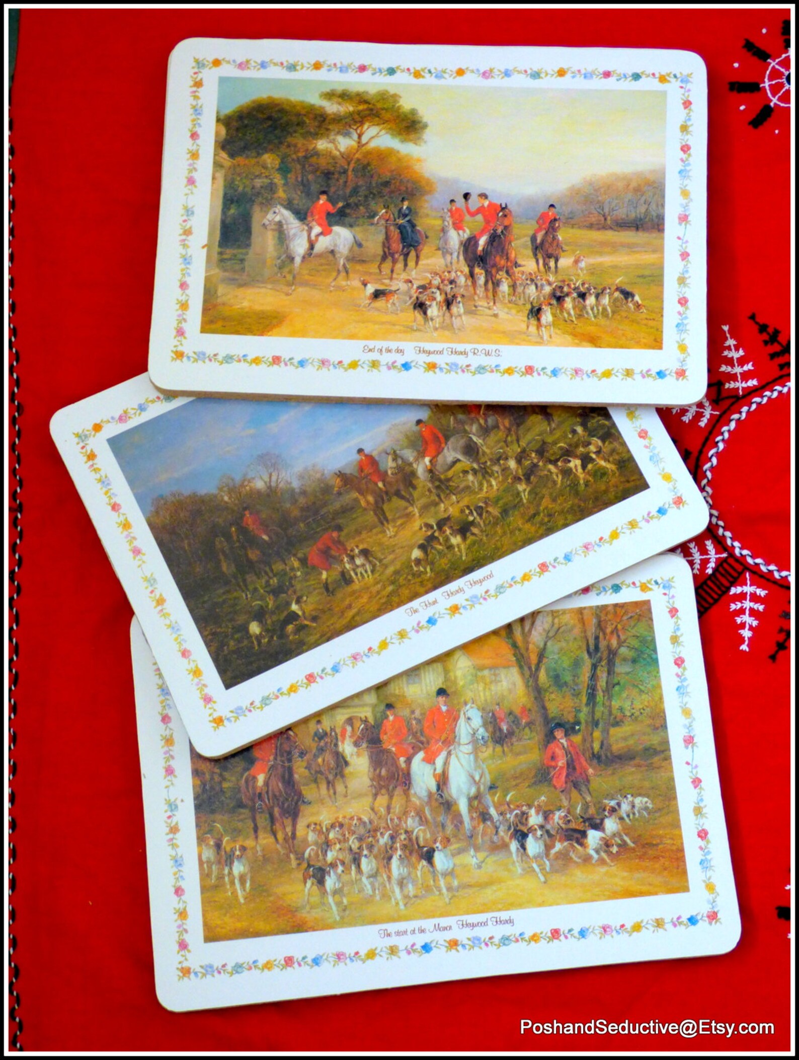 Fox Hunting Set of Cork Backed Dining Table Place Mats and - Etsy