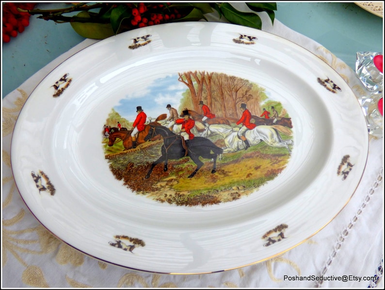Fox Hunting Vintage China 10 Dinner Plates Pair Large - Etsy