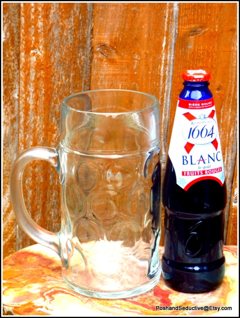 Vintage Pair Beer Glasses With Handles Heavy Structured Glass - Etsy