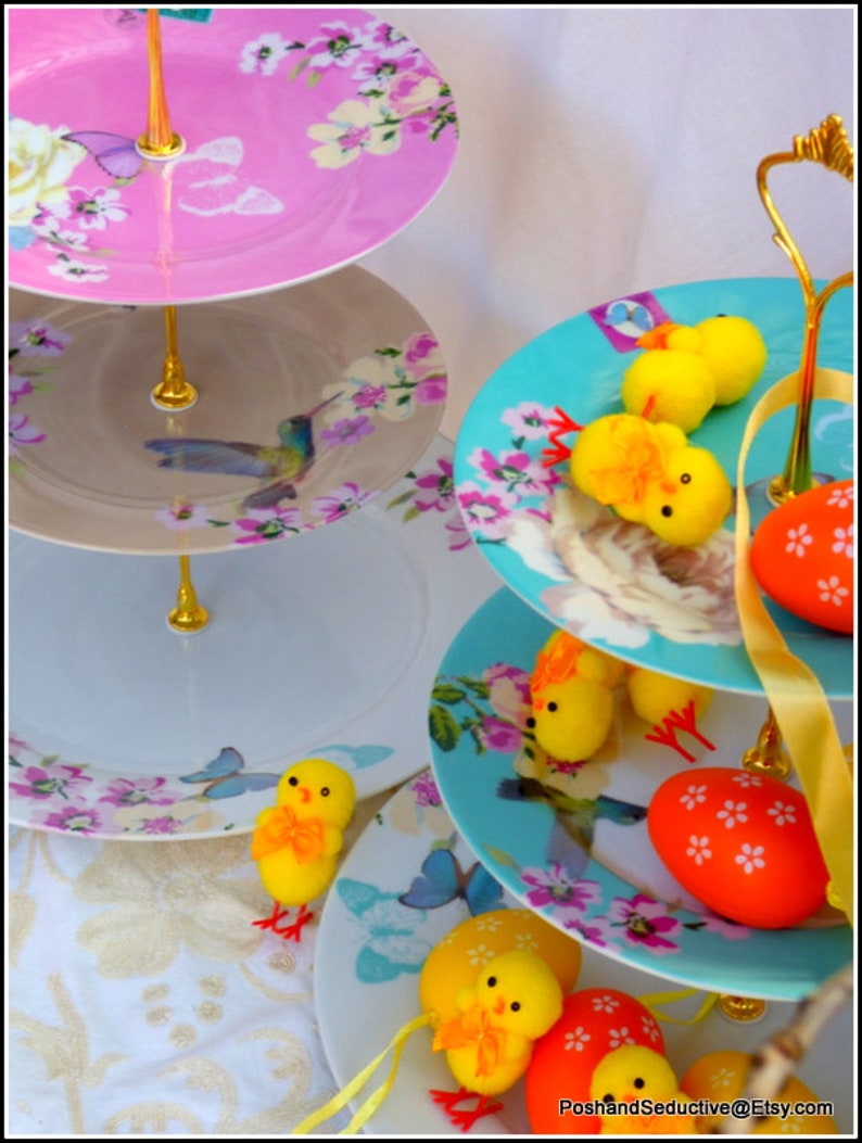 Vibrant Exotic Three Tier Handmade Cake Stand Using - Etsy