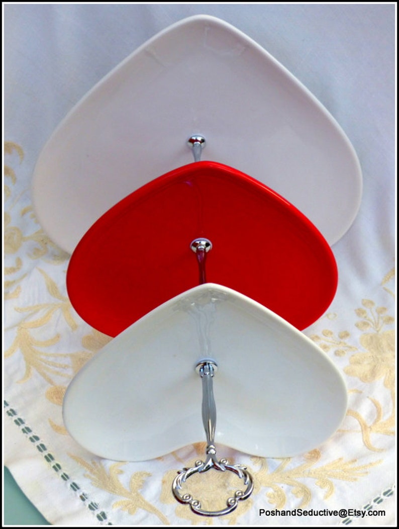 Heart Shape China Graduated Plates Three Tier Romantic Hand | Etsy UK