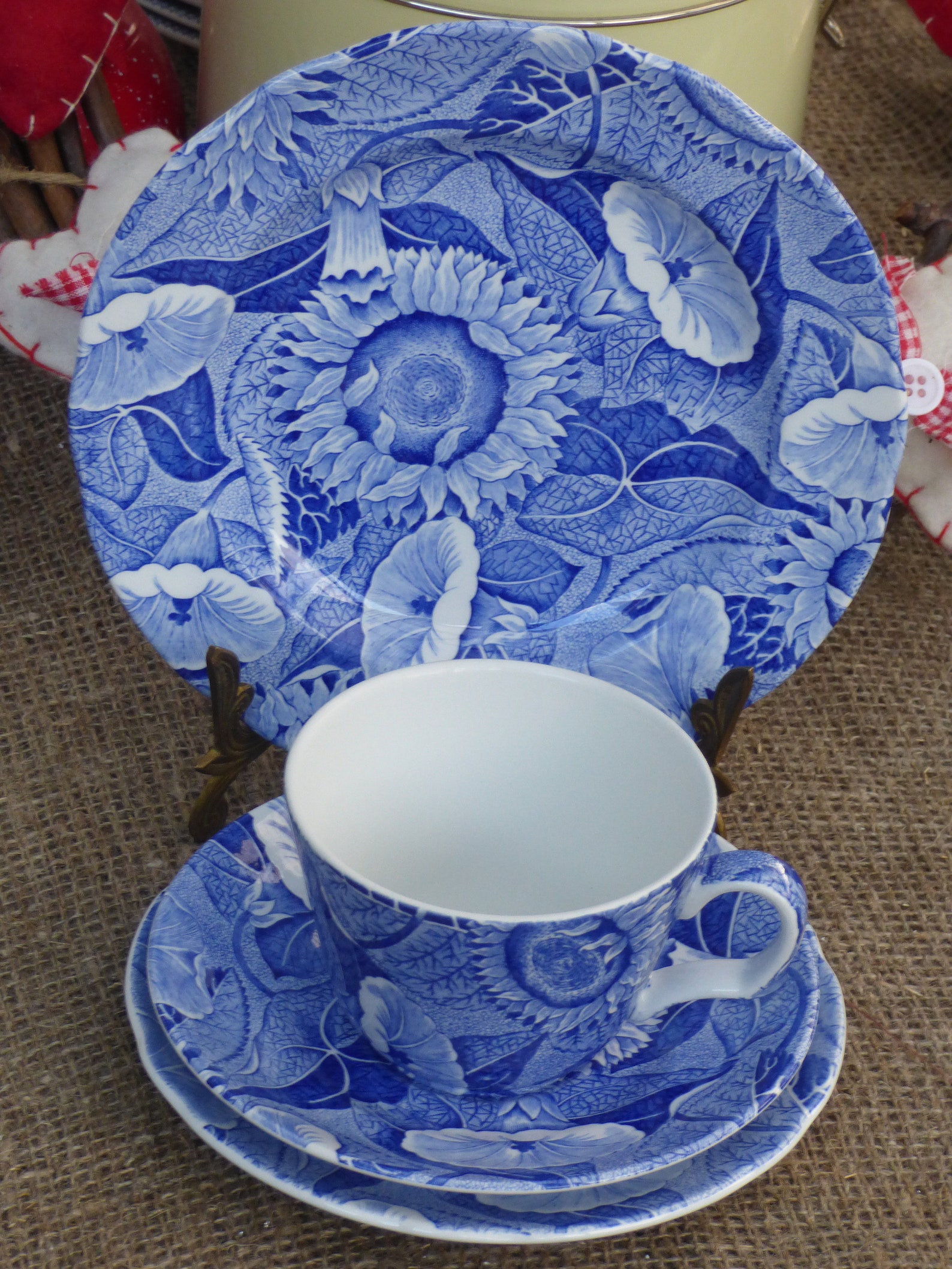 Spode Blue Room Series Cup Saucer Rare Sunflower 4 Piece Pattern Iconic ...