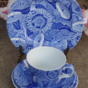 Spode Blue Room Series Cup Saucer Rare Sunflower 4 Piece Pattern Iconic ...