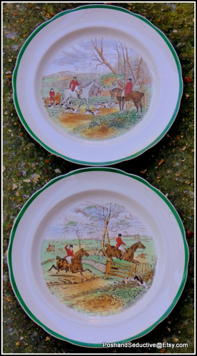 Fox Hunting Dinner Plates Set of Four by Copeland Spode | Etsy