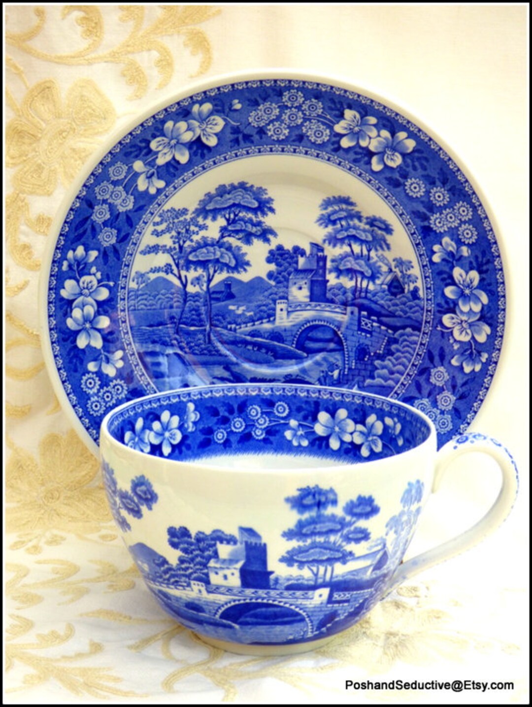 Spode Jumbo Breakfast XXL Cup 20 Fluid Oz (0.57 L) Blue Room Collection ...
