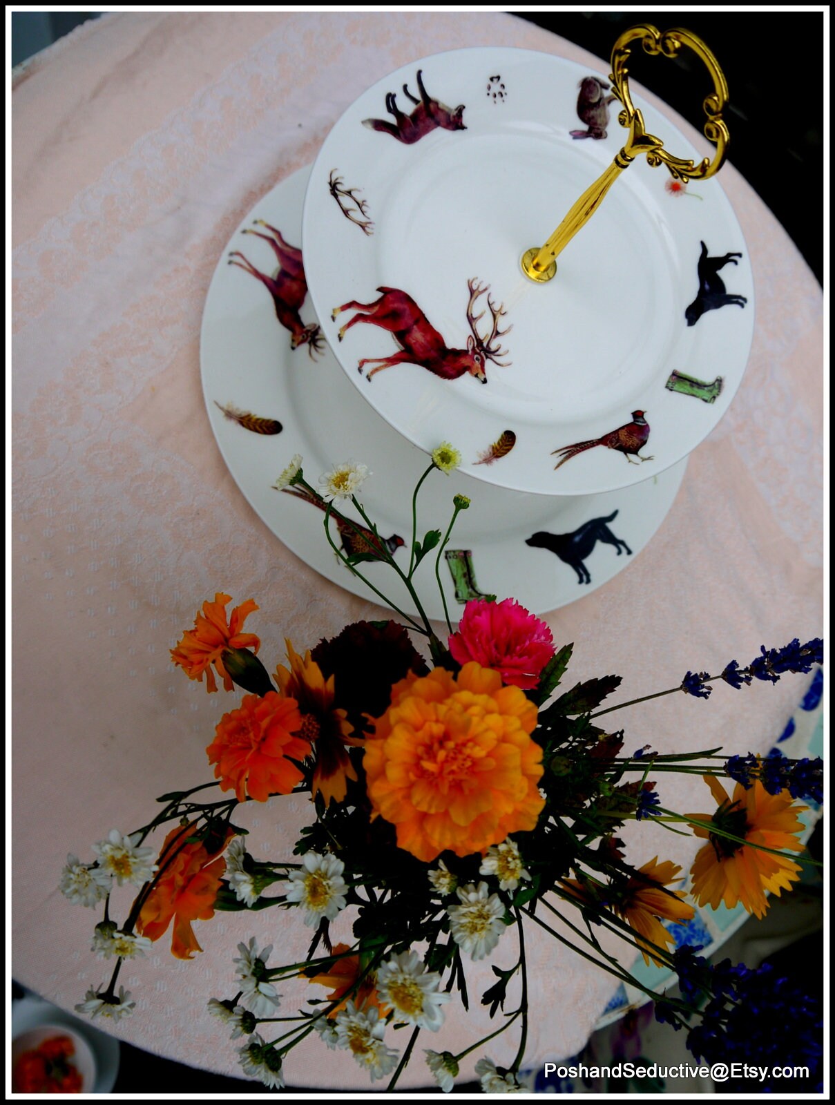 Country Living Theme Two Tier Plates Stand Afternoon Tea Centrepiece ...