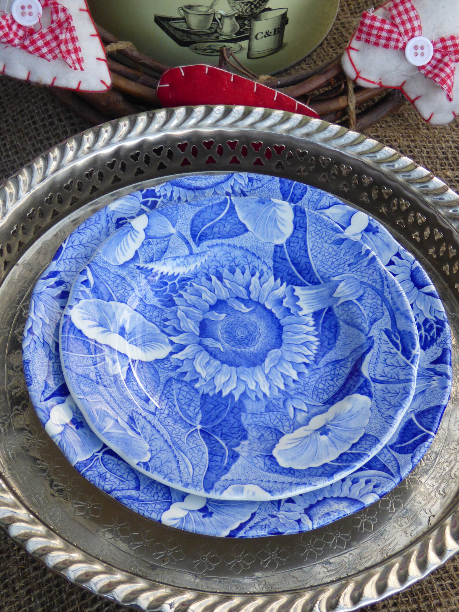 Spode Blue Room Series Cup Saucer Rare Sunflower 4 Piece Pattern Iconic ...