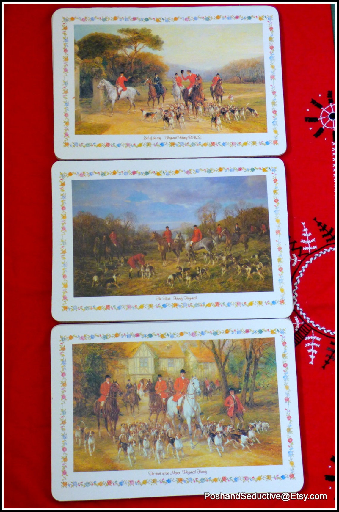 Fox Hunting Set of Cork Backed Dining Table Place Mats and | Etsy