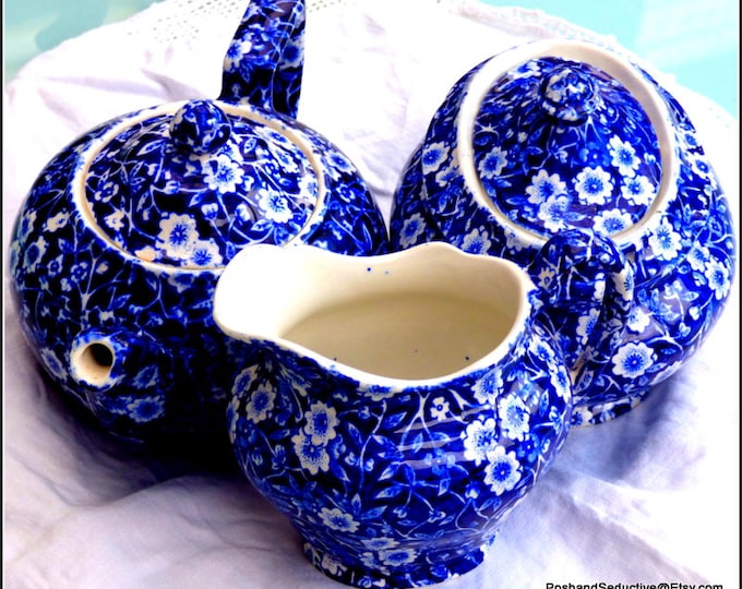 Burleigh Blue Calico Vintage Afternoon Tea China Set: Small - Etsy