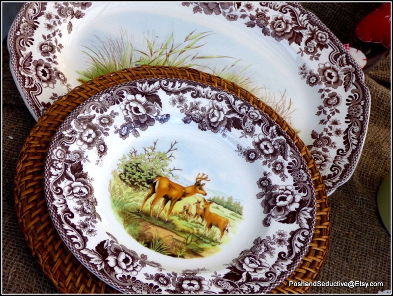 Spode Woodland Series Dinner Plate, Brown English Transferware, MULE ...