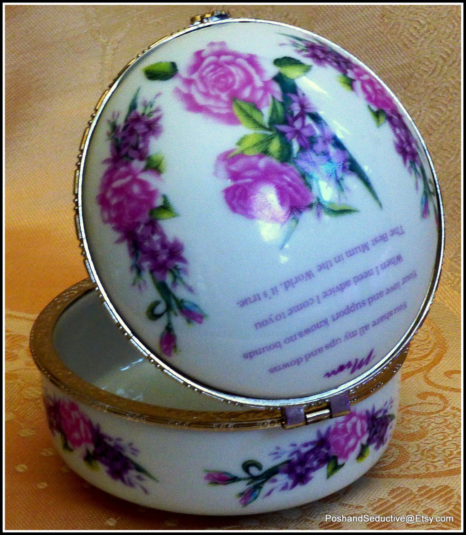 Vintage Finest English Porcelain Trinket Box With Beautiful | Etsy