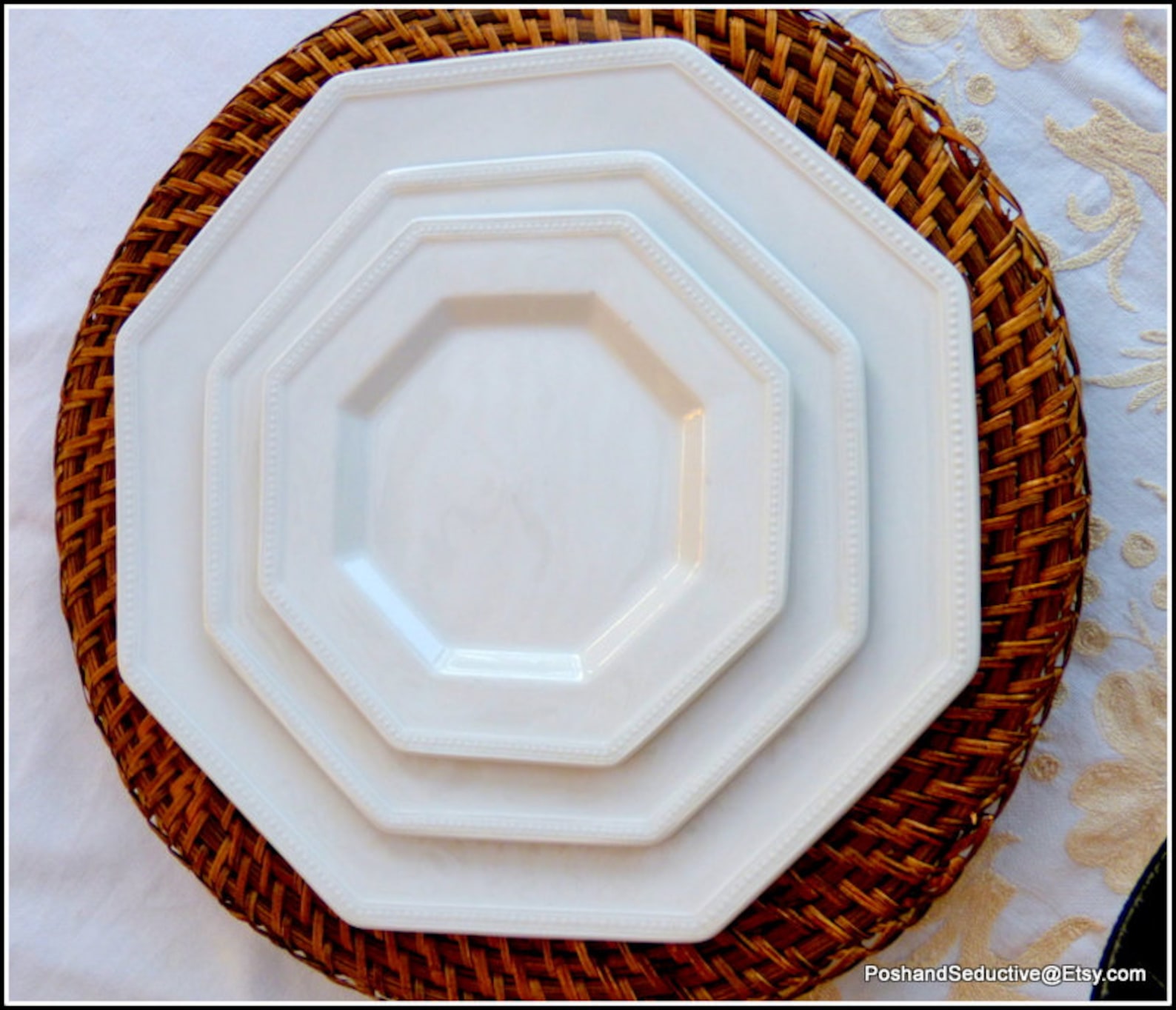 Three Tier Cake Stand Octagonal White English Ironstone - Etsy