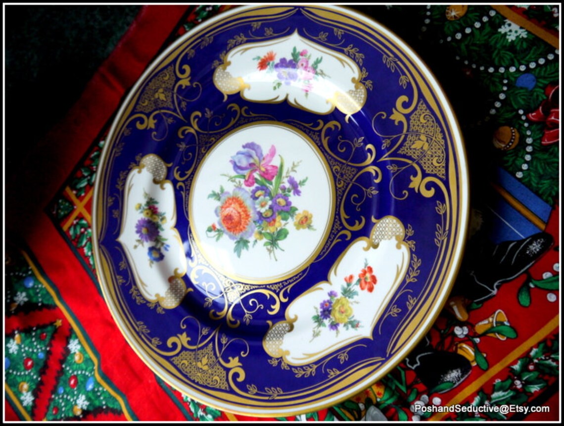 Display Cabinet Cobalt Dinner Plate Caverswall Fine English China Chic ...
