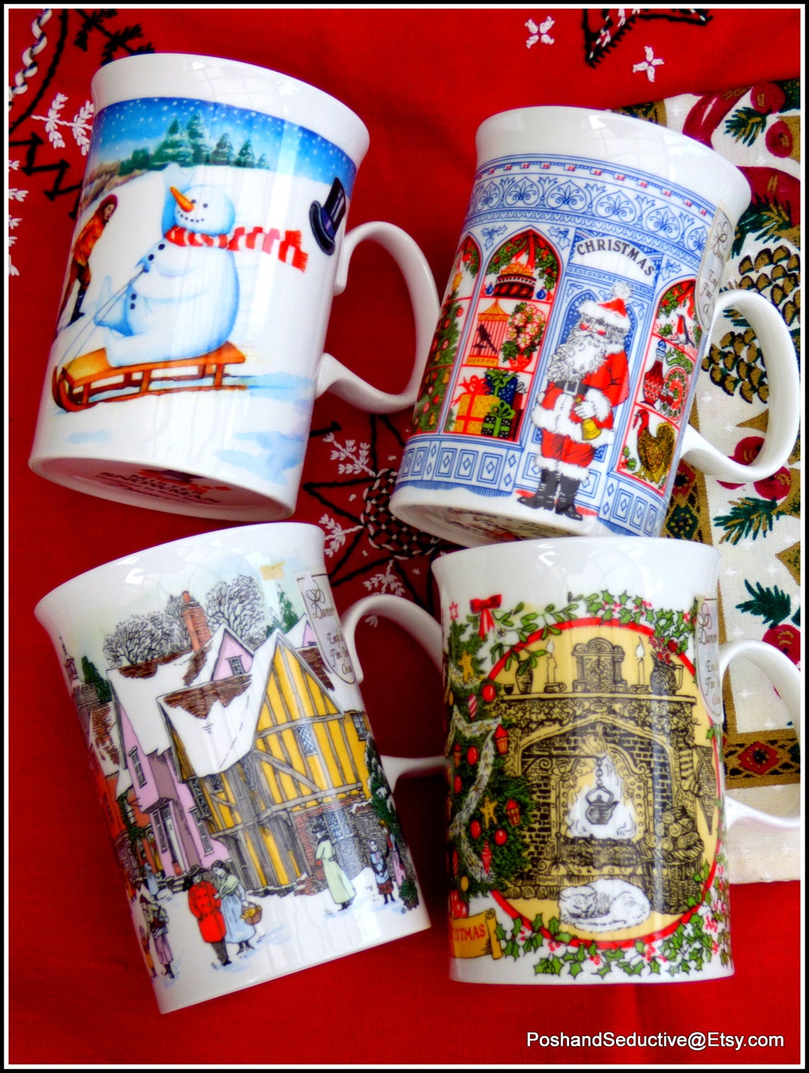 Tea Cups Coffee Mugs Fine English Bone China Set Christmas - Etsy