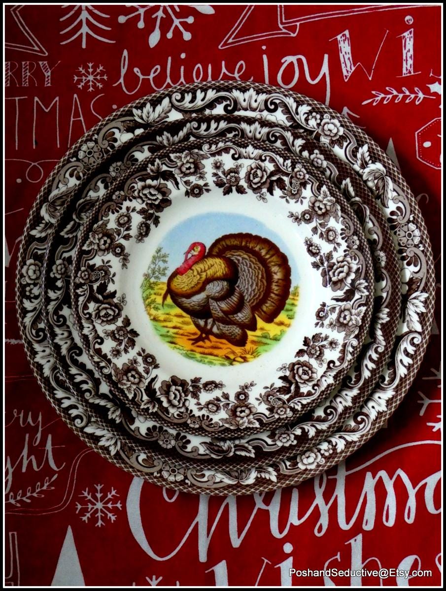 Spode Woodland Series TURKEY Tiered Plates Stand Brown English ...