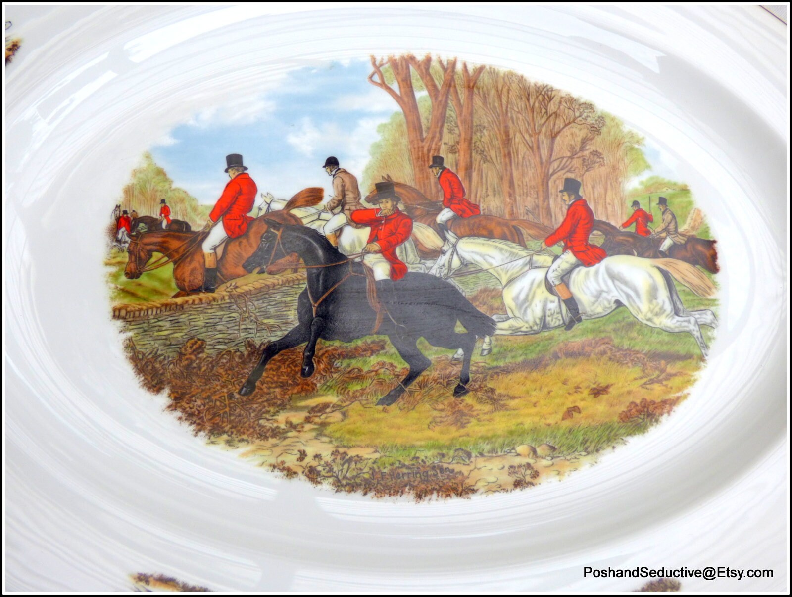 Fox Hunting Vintage China Large Platter 16 X 12 | Etsy