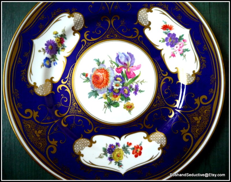 Display Cabinet Cobalt Dinner Plate Caverswall Fine English China Chic ...