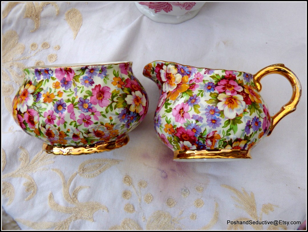 Old Foley James Kent DU BARRY Floral Bright China Chintz Victorian Open ...