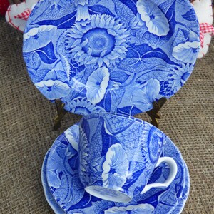 Spode Blue Room Series Cup Saucer Rare Sunflower 4 Piece Pattern Iconic ...