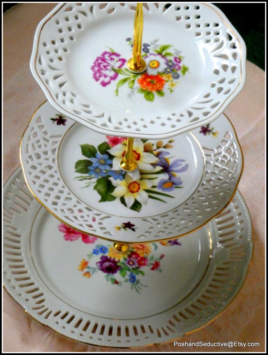 Exquisite Royal Creamware Laced English China Three Tier Handmade ...