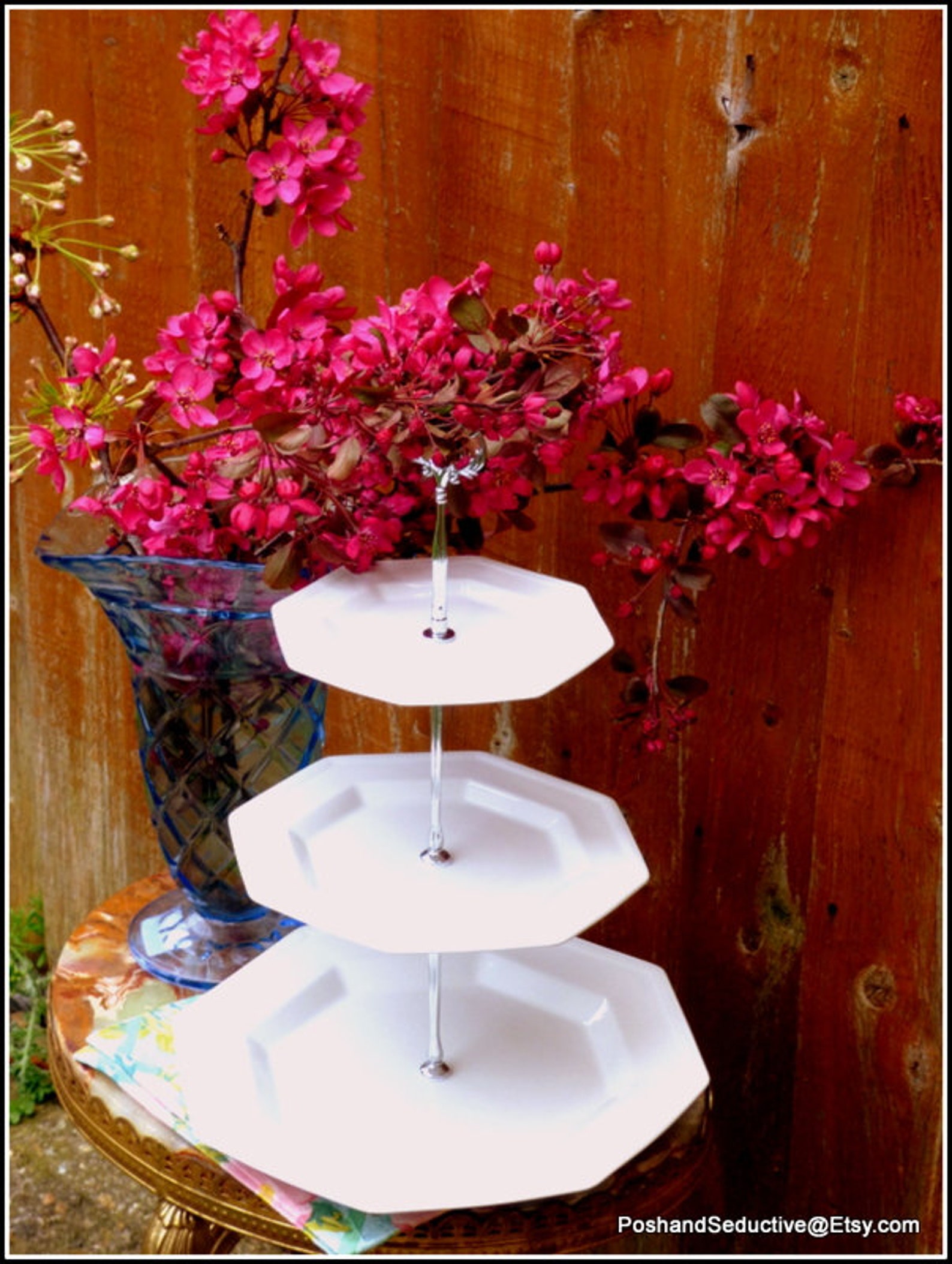 Three tier cake stand octagonal white English Ironstone | Etsy