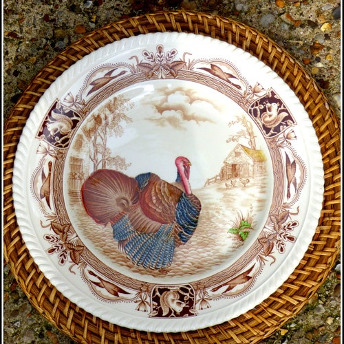 Christmas Turkey China Dinner Plate Brown English - Etsy UK