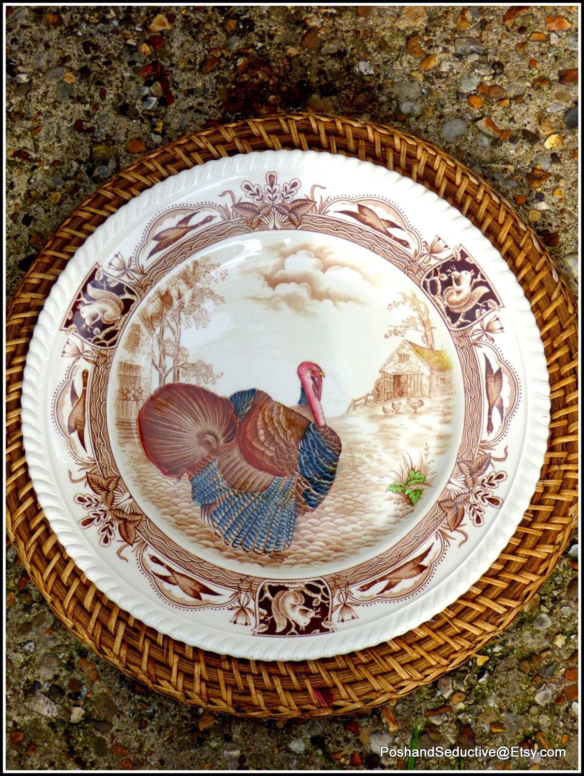 Barnyard King Johnson Brothers Thanksgiving Vintage Transferware Dinner ...
