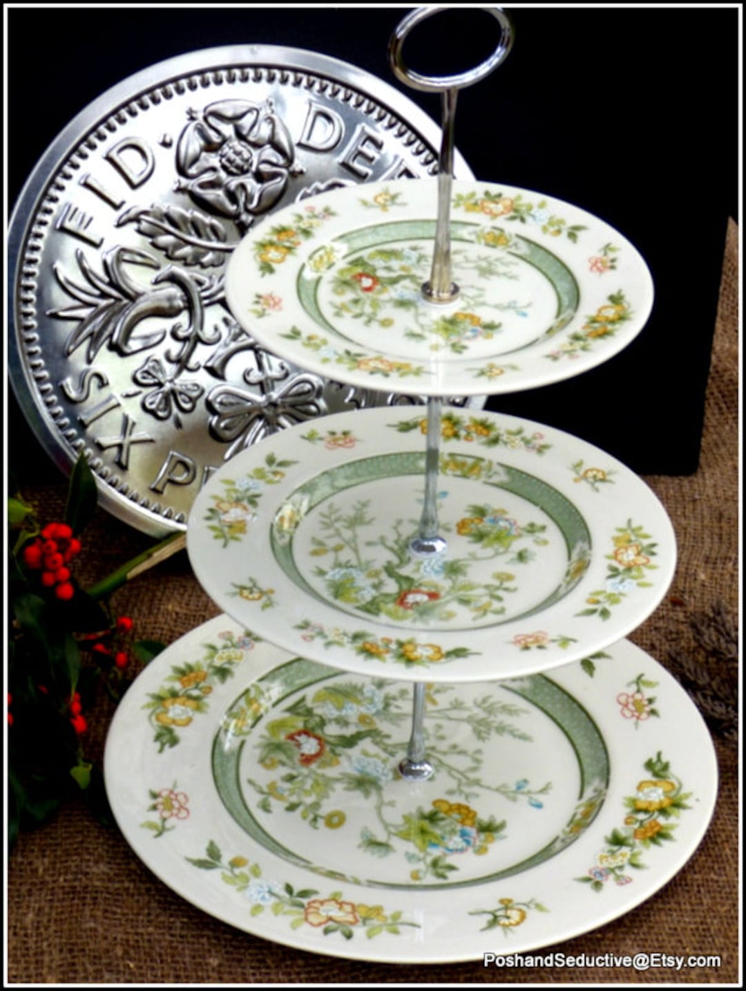 Three Tier Classic Victorian Afternoon Tea Cake Stand, Vintage Royal ...