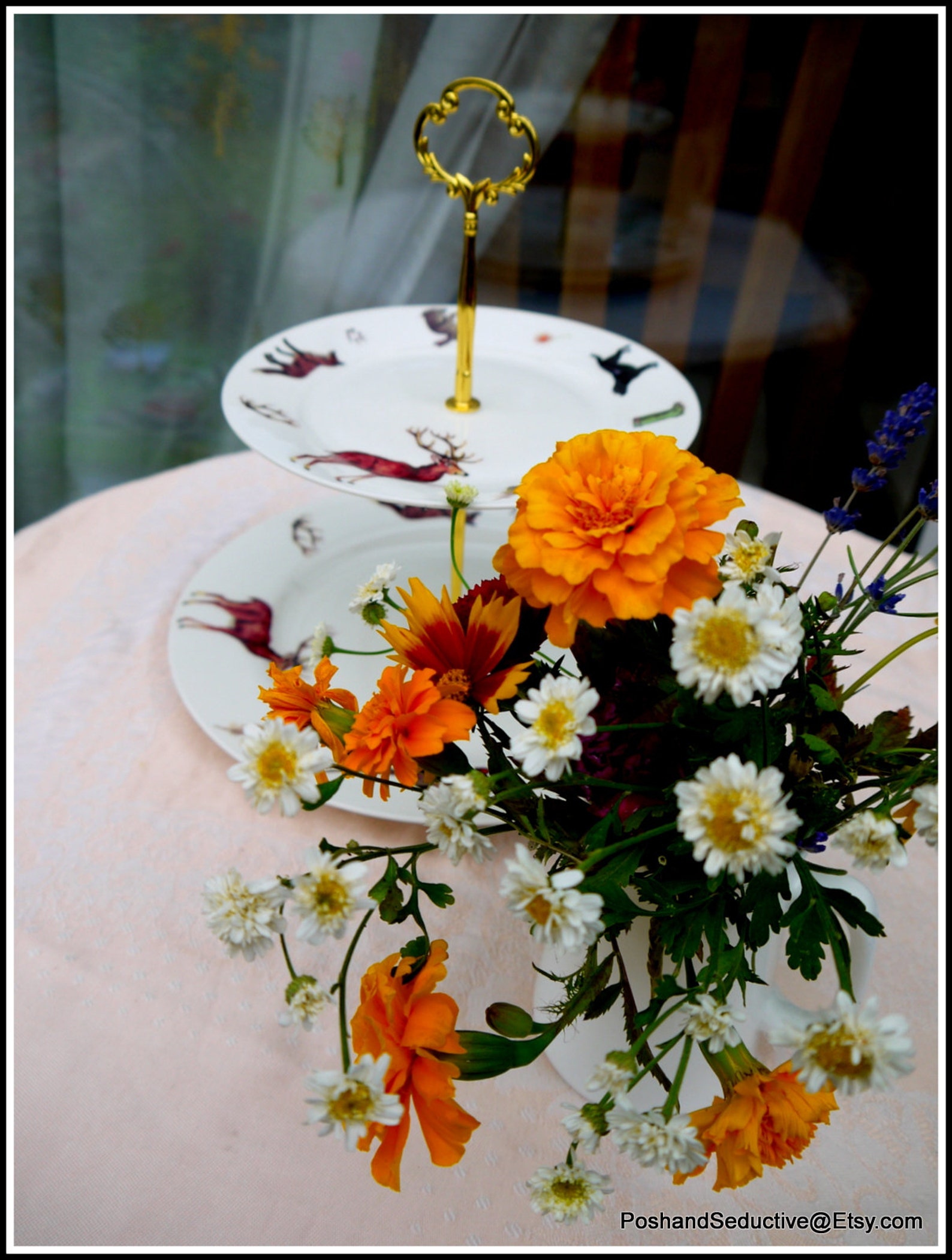 Country Living Theme Two Tier Plates Stand Afternoon Tea Centrepiece ...