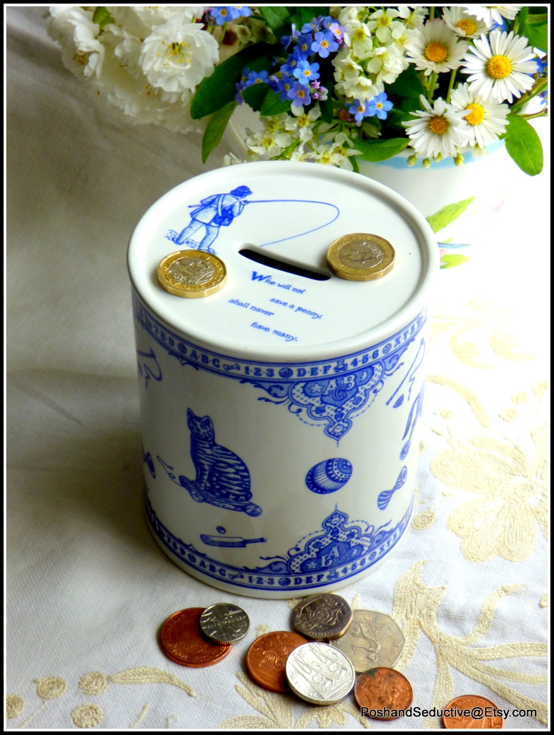Spode EDWARDIAN CHILDHOOD Porcelain Money Saving Box Baby Shower ...