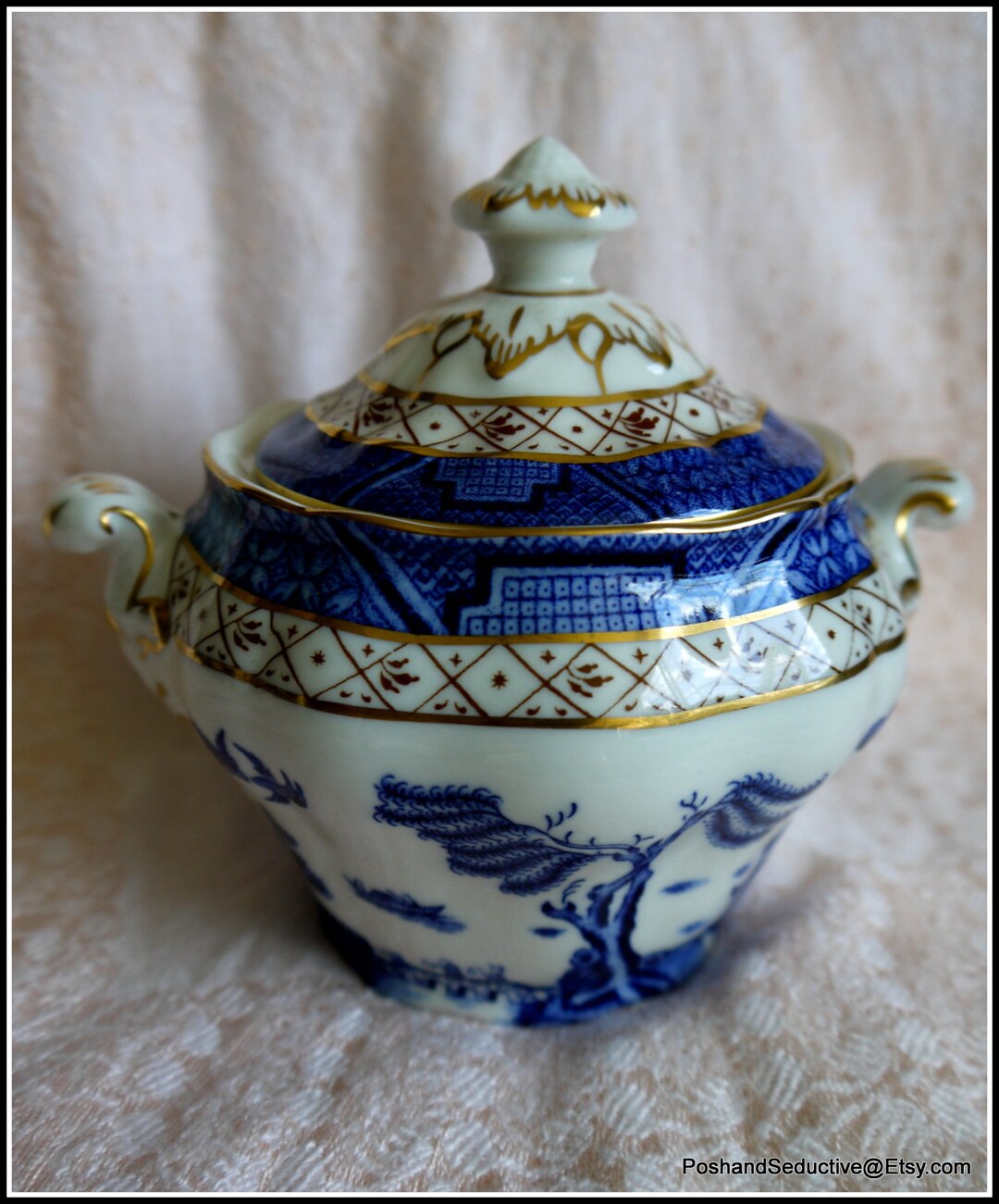 Royal Doulton Booths Sugar Bowl With Lid Old Design Handles the Majestic Collection Real Blue ...