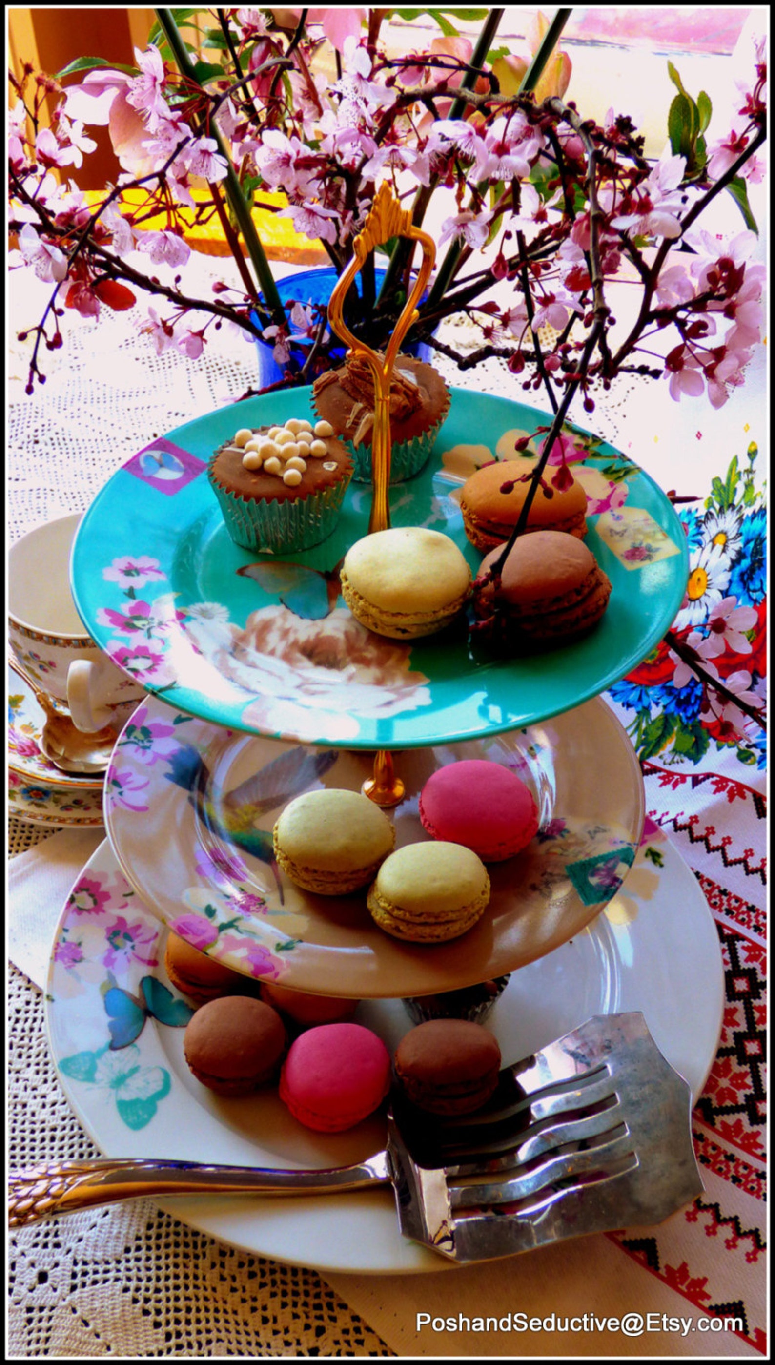 Vibrant Exotic Three Tier Handmade Cake Stand Using - Etsy