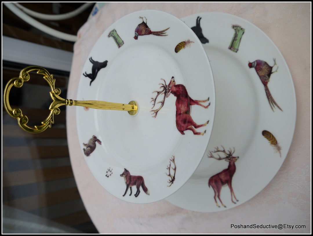 Country Living Theme Two Tier Plates Stand Afternoon Tea Centrepiece ...