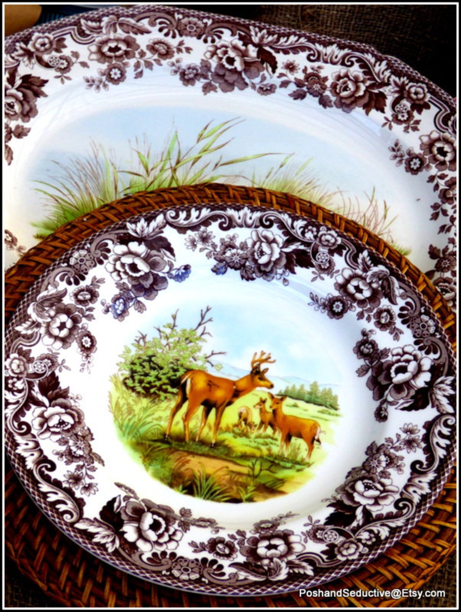 Spode Woodland Series Dinner Plate, Brown English Transferware, MULE ...